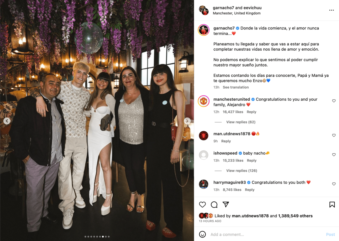 Alejandro Garnacho posts pictures of his baby gender-reveal party - Man ...